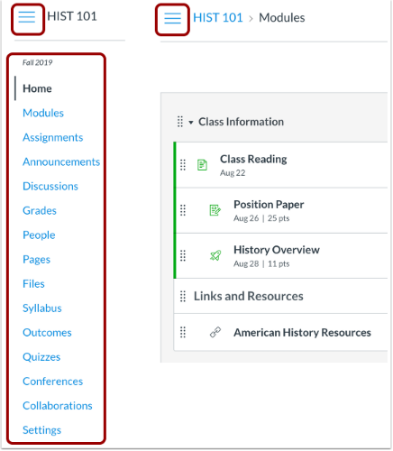 How do I use the Course Navigation Menu as an instructor – UTSKB