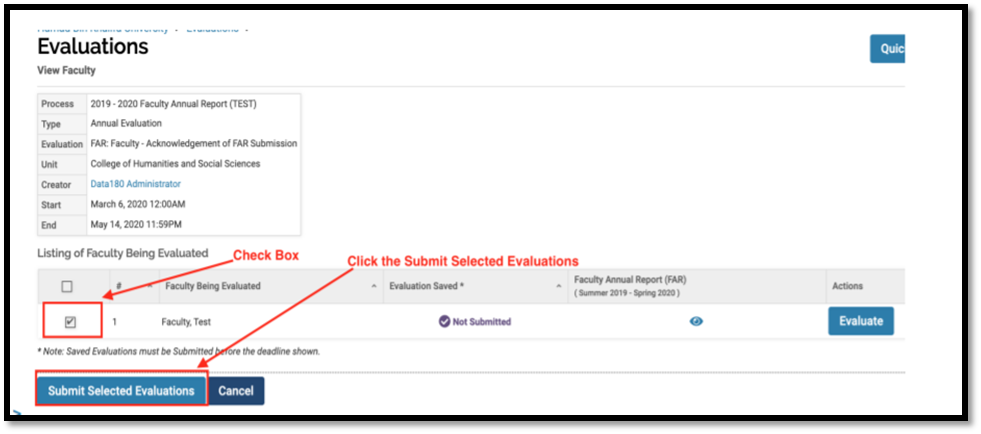 How to Complete an Evaluation: Acknowledgement of FAR submission – UTSKB