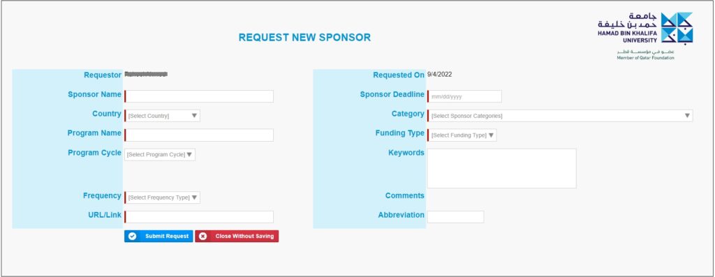 How to request SRO to add a new sponsor in the e-form? – UTSKB