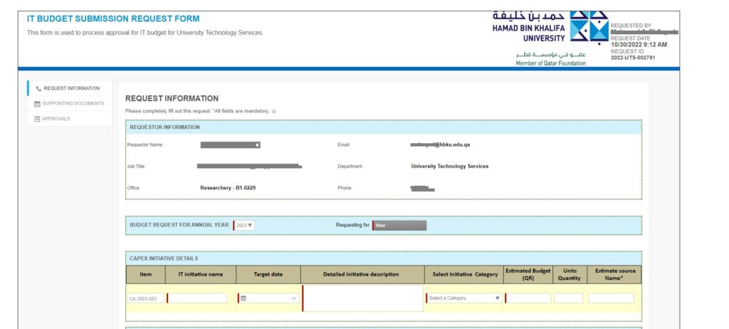 How to submit IT Budget Submission Request Form for UTS – UTSKB